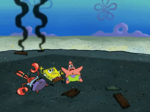 Spongebob And Patrick Running Away