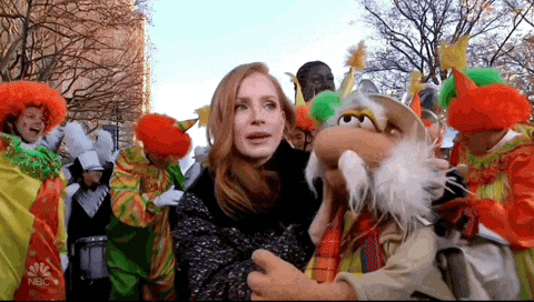 Jessica Chastain Muppet GIF by The 96th Macy’s Thanksgiving Day Parade ...