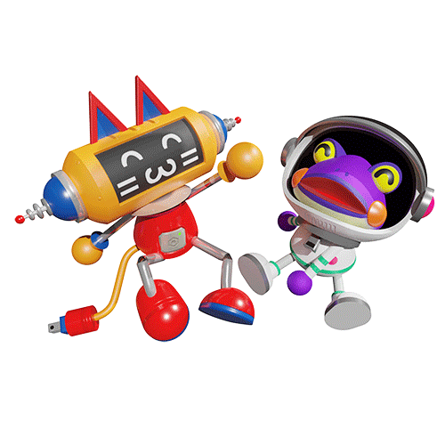 Robo Cat and Astro Frog by Bare Tree Media | GIPHY