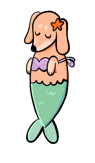 The Little Mermaid Dog Sticker by Stefanie Shank for iOS & Android | GIPHY