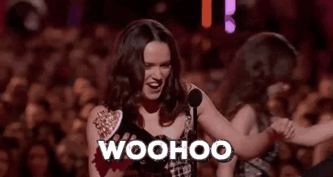 Woo Hoo Daisy Ridley GIF by MTV Movie & TV Awards - Find & Share on GIPHY